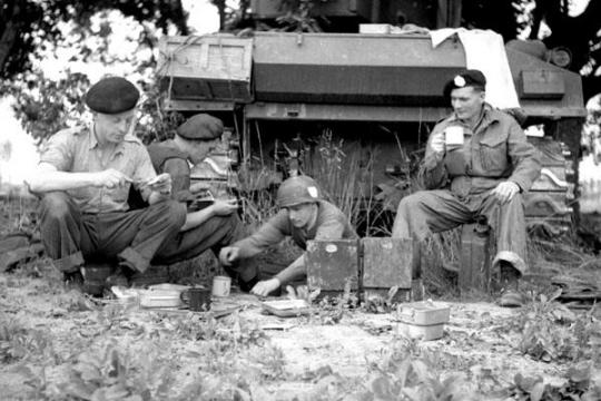 Having Lunch in France - Canadian Army - War Photos